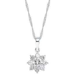 Amor Damen Kette mit Anh&auml;nger &raquo;Bl&uuml;te&laquo; mit Zirkonia (synth.) bunt Silber 925 (Sterlingsilber), L: 42