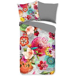 HIP Wendebettw&auml;sche &raquo;Isarea&laquo; 2 Stk. Flanell, Biber, Winter, Warm, Wendeoptik, Mandala, Blumen, Grau, Bunt bunt Flanell, Obermaterial: 100% Baumwolle B