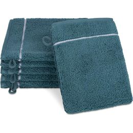 Ross Waschhandschuh &raquo;&Uuml;berkaro 9032&laquo; 100% Baumwolle, made in Germany gr&uuml;n Frottier, Frottier B/L: 12cmx20cm, 6 Stk., Karo Streifen, 6 Waschhandschuhe, 