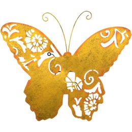pajoma Wanddekoobjekt &raquo;Wanddekoration&laquo; Gro&szlig;er Schmetterling in gold gold Metall B/H/T: 59cm x 50cm x 5cm