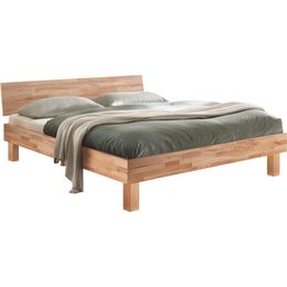 Hasena Holzbett &raquo;Forti&laquo; Fu&szlig;h&ouml;he 25 cm beige Kernbuche massiv Liegefl&auml;che L&auml;nge B: 200cm x 100cm, H&ouml;he Bett: 41cm H&ouml;he Bettseite: 16cm H&ouml;he Liegefl&auml;che