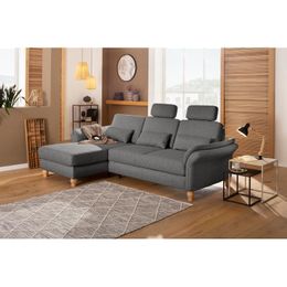 Home Affaire Ecksofa &raquo;Palace L-Form&laquo; incl. Sitztiefenverstellung, wahlweise mit Schlaffunktion und Stauraum grau Struktur fein (100% Polyester);