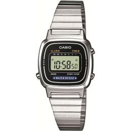 CASIO VINTAGE Damen CASIO VINTAGE Chronograph Quarzuhr, Armbanduhr, Damenuhr, Digitaluhr, Datum, Edelstahlarmband silber Einheitsgr&ouml;&szlig;e