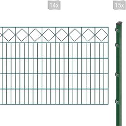 Arvotec Doppelstabmattenzaun &raquo;EXCLUSIVE 100 zum Einbetonieren "Karo" mit Zierleiste&laquo; Zaunh&ouml;he 100 cm, Zaunl&auml;nge 2 - 60 m gr&uuml;n Kunststoff, Stahl H/L: 100cm x 