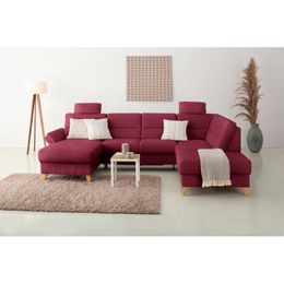 OTTO home Wohnlandschaft &raquo;Westerland U-Form&laquo; Federkern, wahlweise Schlaffunktion, Stauraum und Armlehn-Verstellung rot 100% Polyester B/H/T: 303cm x 