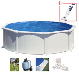 GRE Rundpool &raquo;ATLANTIS inkl. Zubeh&ouml;r&laquo; H&ouml;he: 132 cm, in versch. Gr&ouml;&szlig;en wei&szlig; &Oslash;/B/H/L: 480cm x Breite x H&ouml;he 132cm x L&auml;nge, 19.440 l