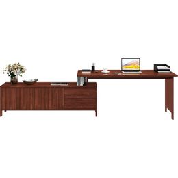 OTTO home Schreibtisch &raquo;Luven, aus Massivholz&laquo; in 2 Breiten, variable Nutzung als Schreibtisch oder Eckschreibtisch braun B/H/T: 170cm x 76cm x 60cm, 