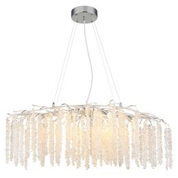 Globo LIGHTING H&auml;ngeleuchte &raquo;LAVERNE&laquo; G9 1 Stk. Kristall Luster f&uuml;r Wohn- & Esszimmer Chrom transparent 9, H: 120cm, 1 Stk.