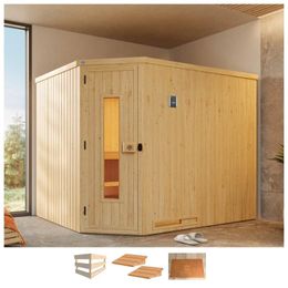 Weka Sauna &raquo;Varberg 4&laquo; ohne Ofen beige ohne Ofen, (ohne Ofen)