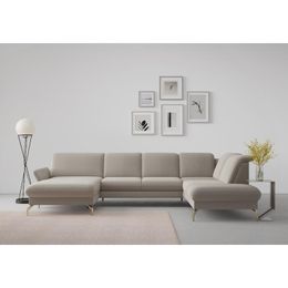 Sit & More sit&more Wohnlandschaft &raquo;Fashion U-Form&laquo; wahlweise mit Kopfteilverstellung, Vorziehsitz, motorisch, Nickelf&uuml;&szlig;e braun B/H/T: 338cm x 84cm x 207cm, 