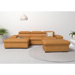 OTTO home Ecksofa &raquo;Alberto L-Form&laquo; mit Kopfteilverstellung, wahlweise mit Schlaffunktion gelb Luxus-Microfaser Lederoptik (100% Polyester);Luxus-