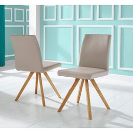 Home Affaire Schalenstuhl &raquo;Rio&laquo; (Set) 2 Stk.Bezug in Kunstleder oder Strukturstoff und das Gestell ist Eiche ge&ouml;lt grau Kunstleder B/H/T: 46cm x 91cm 