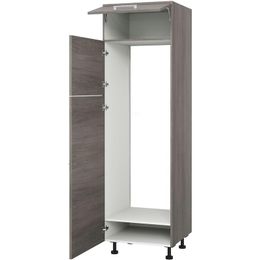 KOCHSTATION K&uuml;hlumbauschrank &raquo;KS-Trea SKG-195-145&laquo; f&uuml;r integrierte K&uuml;hl-Gefrierkombi 145,0 cm, Breite 60 cm, H&ouml;he 195 cm grau eichefarben grau, B/H/T: