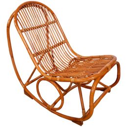 Sit Schaukelstuhl &raquo;Kampala aus naturbelassenem Rattan mit Metallmanschette&laquo; () Rattan-Schaukelstuhl mit nat&uuml;rlicher Optik beige Rattan B/H/T: 53cm x 