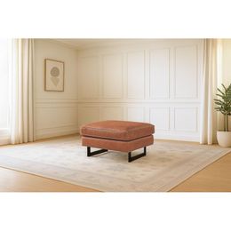 OTTO home Polsterhocker &raquo;Pinto&laquo; mit Keder, Metallf&uuml;&szlig;en und auch in Cord Bezug erh&auml;ltlich braun Luxus-Microfaser in Lederoptik (100% Polyester);Cord (