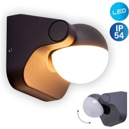 N&auml;ve n&auml;ve LED Au&szlig;en-Wandleuchte &raquo;Pallas&laquo; 1 Stk. Warmwei&szlig; schwenkbar anthrazit warmwei&szlig;es Licht incl. LED IP 54 grau 1, H: 8,9cm, 1 Stk.