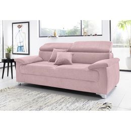 DOMO collection 2,5-Sitzer &raquo;Mira inklusive Kopfteilverstellung f&uuml;r mehr Wohlf&uuml;hlkomfort&laquo; elegant und modern, komfortabel, frei im Raum stellbar rosa 