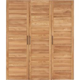Home Affaire Kleiderschrank &raquo;Chamara&laquo; aus massivem Eichenholz, in unterschiedlichen Breiten, H&ouml;he 218 cm beige B/H/T: 185cm x 218cm x 65cm, T&uuml;ren: 3 