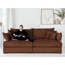 Home Affaire Big-Sofa &raquo;Casa XL, B: 190 cm&laquo; 4 Zierkissen, Mega-Sofa, in Cord oder Chenille-Struktur, Federkern braun 100% Polyester B/H/T: 190cm x 
