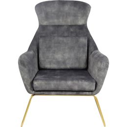Salesfever Relaxsessel &raquo;Budoni Entspannung pur: Polstersessel&laquo; inklusive R&uuml;ckenkissen grau Samtvelours (100% Polyester), Metall Samtvelours, Gestell 