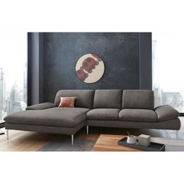 W.Schillig Ecksofa &raquo;enjoy&MORE, Designsofa, bequem, zeitlos und elegant, L-Form&laquo; mit Sitztiefenverstellung, F&uuml;&szlig;e silber matt, Breite 340 cm grau 