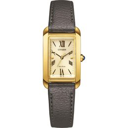 Citizen Damen Solaruhr &raquo; L&laquo; Armbanduhr, Damenuhr, Lederarmband, analog, Batterie-Entladungsanzeige beige Einheitsgr&ouml;&szlig;e