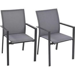 Garden Pleasure Stapelstuhl &raquo;RANA, 2er Set&laquo; (Set) 2 Stk.stapelbar grau Aluminium, Kunststoff B/H/T: 63cm x 89cm x 56cm, 2 Stk.