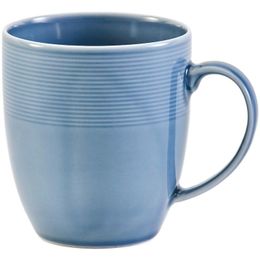 Van Well Becher &raquo;Kaffeebecher Jive, 400 ml, 6 St&uuml;ck&laquo; dezentes Spiraldekor, sp&uuml;lmaschinen-und mikrowellengeeignet blau Porzellan &Oslash; 9cm x 10cm, 400ml, 6