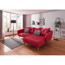 Home Affaire Ecksofa &raquo;Baggio formsch&ouml;ne Polsterecke, bequem, Breite 277cm, L-Form&laquo; Zierkissen inklusive rot B/H/T: 277cm x 80cm x 162cm, Struktur, 