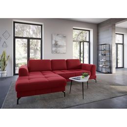 Sit & More sit&more Ecksofa &raquo;Bendigo L-Form&laquo; inklusive Sitztiefenverstellung, Bodenfreiheit 15 cm, 2 Fu&szlig;farben rot B/H/T: 284cm x 87cm x 175cm, Samtoptik,mega-