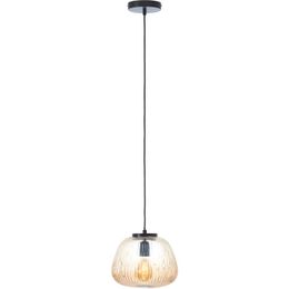 Brilliant Pendelleuchte &raquo;Kaizen&laquo; E27 1 Stk. Riffelglas, D 25 cm, E27, k&uuml;rzbar, Amber-Bernsteinfarben schwarz 1, &Oslash; 25cm, 1 Stk.