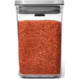 OXO SteeL Vorratsdose &raquo;Pop&laquo; KLEINES QUADRAT KURZ - 1L transparent Edelstahl, Kunststoff B/H/L: 10cm x 17cm x 10cm