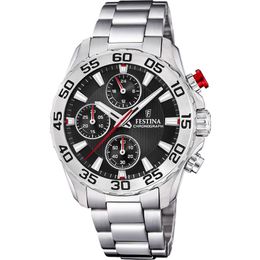 Festina Herren Chronograph &raquo;Junior Collection&laquo; Armbanduhr, Quarzuhr, Kinderuhr, Stoppfunktion, ideal als Geschenk silber Einheitsgr&ouml;&szlig;e