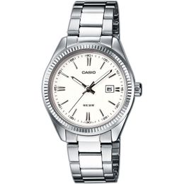 Casio Timeless Collection Damen CASIO TIMELESS COLLECTION Quarzuhr Armbanduhr, Damenuhr, analog, Datum, Edelstahlarmband silber Einheitsgr&ouml;&szlig;e