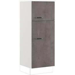 IMPULS K&Uuml;CHEN K&uuml;hlumbauschrank &raquo;"Prag", Breite/H&ouml;he: 60/147,5 cm&laquo; vormontiert, mit Dreht&uuml;ren grau Dekorfolie, Holzwerkstoff Space Grey, B/H/T: 60cm x 