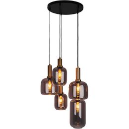 N&auml;ve n&auml;ve Pendelleuchte &raquo;Fumo&laquo; E27 1 Stk. aus Metall in Schwarz und Gold und Rauchglas, &Oslash; ca. 55 cm, H&ouml;he 150 cm schwarz 5, &Oslash; 54,8cm H: 150cm, 1 Stk.