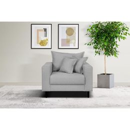 Home Affaire Sessel &raquo;VEYRAS Loungesessel, Ma&szlig;e B/T/H: 95/84/76 cm&laquo; mit Wellenunterfederung, incl. Kissen grau 100% Polyester Struktur, B/H/T: 95cm x 