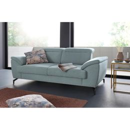 Sit & More sit&more 2-Sitzer &raquo;Percy&laquo; 12 cm Fu&szlig;h&ouml;he, Sitztiefenverstellung, wahlweise Kopfteilverstellung blau B/H/T: 197cm x 112cm, Feinstruktur,mit 