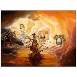 Artland Glasbild &raquo;Vernebelte Wege&laquo; Landschaften 1 Stk. tlg. in verschiedenen Gr&ouml;&szlig;en orange B/H/T: 60cm x 45cm, Glasbild Landschaften Querformat, 1 Stk.