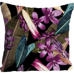 queence Dekokissen &raquo;&raquo;Bl&uuml;ten & Bl&auml;tter&laquo;&laquo; Kissenh&uuml;lle ohne F&uuml;llung, 1 St&uuml;ck bunt Polyester B/L: 40cm x 40cm, 1 Stk.