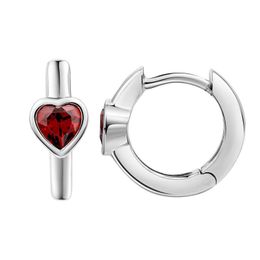 Firetti Damen Paar Creolen &raquo;Schmuck Geschenk Silber 925 Ohrschmuck Ohrringe Herz&laquo; mit Zirkonia (synth.) rot 13mm, Silber 925 (Sterlingsilber)