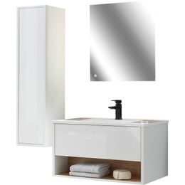 Home Affaire Badm&ouml;bel-Set &raquo;Studio Line, Bad im modernen Design, 3-teiliges Badezimmer&laquo; 3 Stk. tlg. wei&szlig; Einheitsgr&ouml;&szlig;e