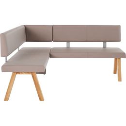 OTTO home Eckbank &raquo;Rio&laquo; Massivholz in Eiche ge&ouml;lt, Esszimmerbank bequem gepolstert grau Kunstleder B/H/T: 170cm x 89cm x 140cm, Kunstleder, langer 