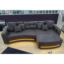 Jockenh&ouml;fer Ecksofa &raquo;Laredo L-Form, B: 322 cm, Heimkino f&uuml;r die ganze Familie&laquo; mit RGB-LED-Beleuchtung, Soundsystem & Zierkissen grau Kunstleder Softlux / Luxus-