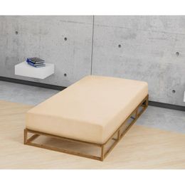 Biberna Spannbettlaken &raquo;Biber in Gr. 90x200, 140x200 oder 180x200 cm&laquo; aus Baumwolle, f&uuml;r Matratzen bis 22 cm H&ouml;he, Winter, Bettlaken beige Biber, Obermaterial