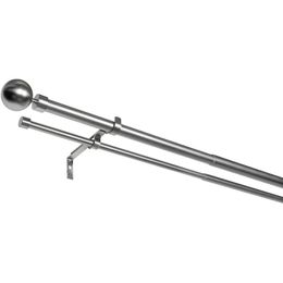 mydeco Gardinenstange &raquo;habito/ball-classic&laquo; &Oslash; 28 mm 2 l&auml;ufig-l&auml;ufig ausziehbar silber L: 190cm - 360cm &Oslash; 28mm, 1 Stk., 2 l&auml;ufig