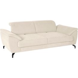 Sit & More sit&more 2,5-Sitzer &raquo;Percy&laquo; 12 cm Fu&szlig;h&ouml;he, Sitztiefenverstellung, wahlweise Kopfteilverstellung beige B/H/T: 207cm x 77cm x 112cm, Luxus-Microfaser 