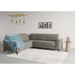 Sit & More sit&more Ecksofa &raquo;Sinatra L-Form&laquo; optinal mit Kopfteilverstellung und Armteilfunktion, Metallf&uuml;&szlig;e braun 100% Polyester B/H/T: 251cm x 85cm x 231cm, 