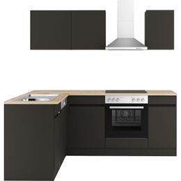 Optifit K&uuml;chenzeile &raquo;Roth&laquo; Stellma&szlig;e 210x175 cm, wahlweise mit E-Ger&auml;ten, Push-to-Open schwarz B/H/T: 210cm x 206,8cm x 60cm, ohne E-Ger&auml;te
