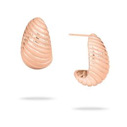 Echtzeit Damen Paar Creolen &raquo;Schmuck Geschenk Edelstahl Ohrringe The Organic Drop&laquo; rosa Edelstahl